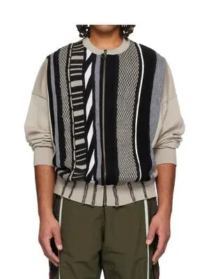 Martine Rose Martine Rose Striped Zip-Up Cardigan Beige/black