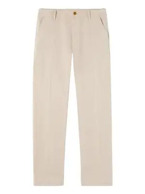 Versace Logo-embroidered Straight-leg Trousers - Nude