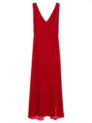 P.a.r.o.s.h Velvet V-neck Sleeveless Maxi Dress - Red