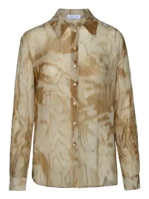 Blumarine Long-sleeved Lapel Shirt With Full-body Pattern - No