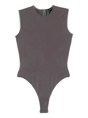 MUGLER Logo-embossed Sleeveless Bodysuit - Black