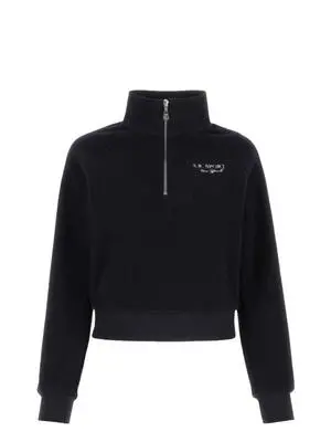 SPORTY  RICH Sporty & Rich Half-zip Fleece Sweatshirt - Black