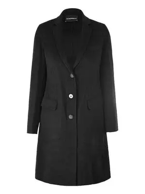 Emporio Armani Single-breasted Lapel Coat - Black