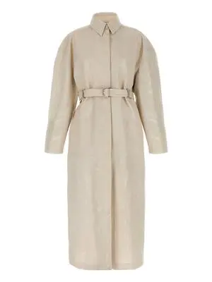Sportmax Perforated Belted Coat - Nude