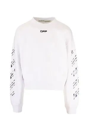 Off-White Logo Printed Long Sleeve Hoodie - White