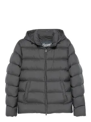 Herno Hooded Quilted Bomber Jacket With Drawstring Hem - Antracite