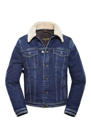 MOORER Taburno Sherpa-collar Denim Jacket - Blue