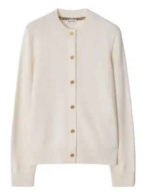 Burberry Cashmere Blend Cardigan - Chalk