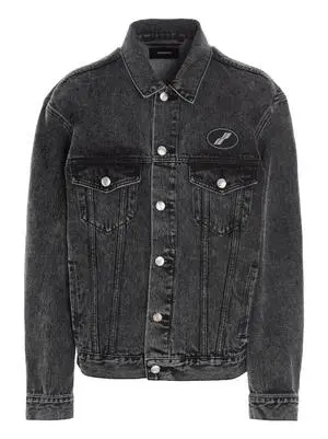 We11Done Logo Patch Denim Jacket - Black
