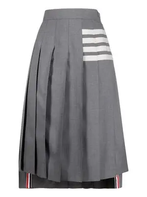 Thom Browne Thom Browne Pleated Asymmetric Midi Skirt With Signature Stripes Medium Grey