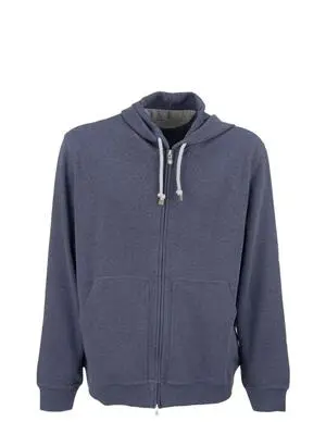 Brunello Cucinelli Zip-up Drawstring Hoodie - Blue