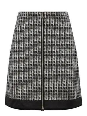 Moncler Tweed Mini Skirt With Fringed Hem - Black