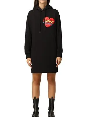 Moschino Padded Heart Hoodie Dress - Black