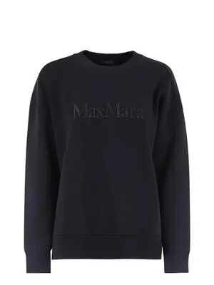 Max Mara Max Mara Monza Crewneck Sweatshirt With Embroidered Logo Blue