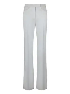 TOM FORD Lustrous Barathea Tailored Tuxedo Wide Leg Pants - Gray