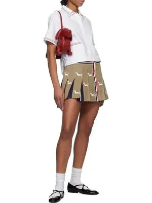 Thom Browne Hector Embroidery Corduroy Pleated Mini Skirt - Multicolor