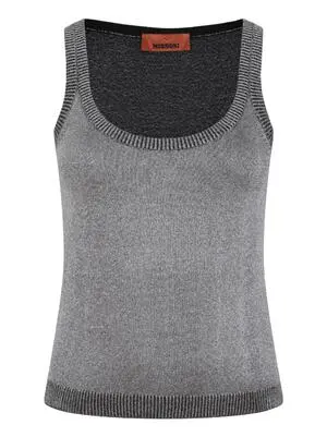 Missoni Ribbed Knit Sleeveless Round Neck Top - Silver-tone