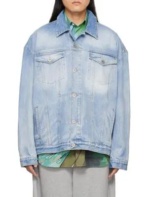 Vetements Logo Embossed Denim Jacket - Gray