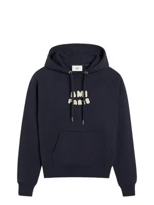 Ami De Coeur Embroidered Zip-up Hoodie - Navy Blue