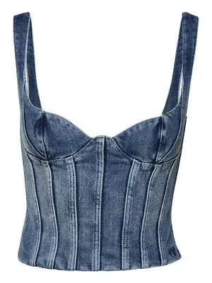 Off-White Bustier Sleeveless Denim Top - Blue