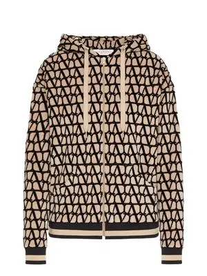 Valentino Garavani Logo Monogram Full Zip Hoodie - Nude