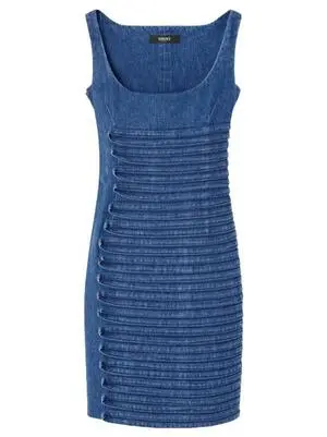 Versace Panelled Denim Mini Dress - Blue