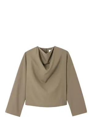 RÓHE Róhe Long Sleeve Top With Layered Draped Collar