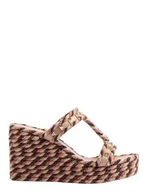 Valentino Garavani Rockstud Espadrille Wedge Sandals - Rose Cinnamon