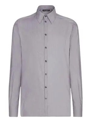 Dolce & Gabbana Long-sleeved Cotton Shirt Gray