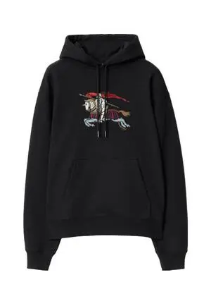 Burberry Equestrian Knight Cotton Hoodie - Black