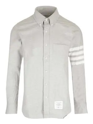 Thom Browne Thom Browne Flannel 4-Bar Straight Fit Shirt Light Gray