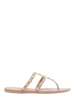 Valentino Garavani Rockstud Open Toe Flat Sandals - Brown