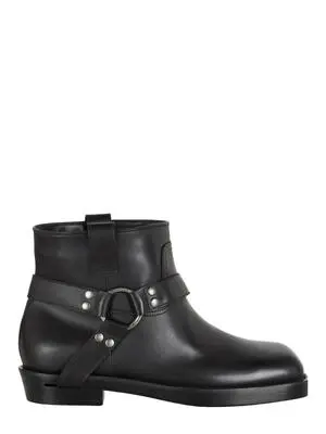Balmain Biker Ankle Boots With Square Toe And Ring Detail - Black