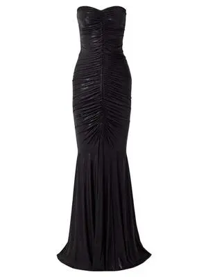 Norma Kamali Strapless Shirred Gown With Fishtail Skirt - Black