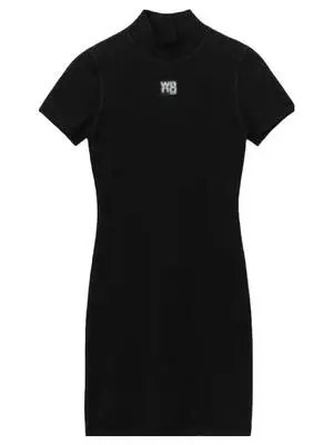 Alexander Wang Logo Printed Bodycon Mini Dress - Black