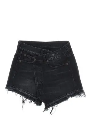R13 Cross-designed Denim Shorts With Frayed Hem - Black