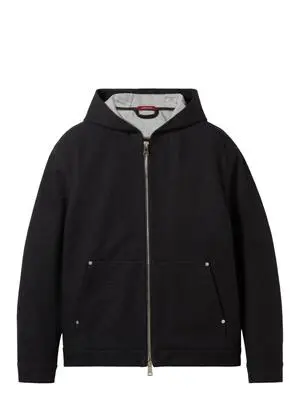 Gucci Gg Cotton Denim Jacquard Zip Jacket - Black