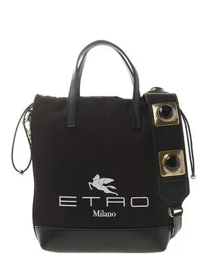 Etro Logo Embellished Drawstring Crossbody Bag - Black