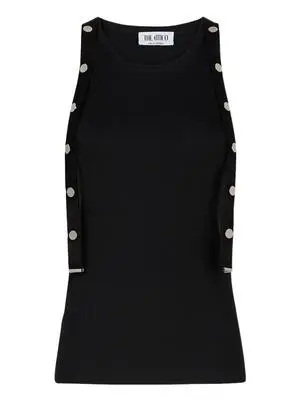 Attico Ribbed Tank Top With Logo Hardware - Black
