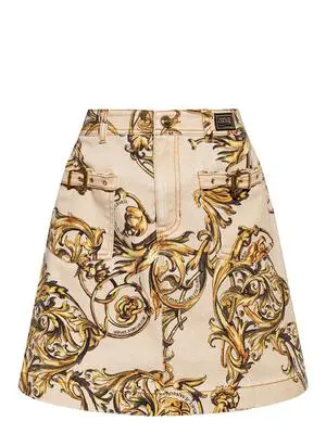 Versace Printed Denim Skirt - Nude