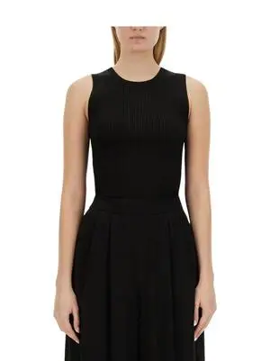 Fabiana Filippi Crewneck Ribbed Knit Tank - Black