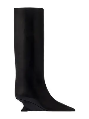 Paris Texas Nina Wedge Heeled Boots - Black