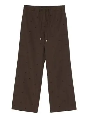 Attico Embroidered Wide Leg Trousers - Brown