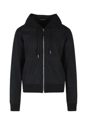 TOM FORD Zip-up Knitted Drawstring Hoodie - Black