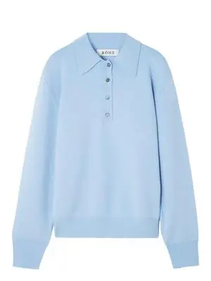 RÓHE Compact Ribbed Polo Shirt - Light Blue