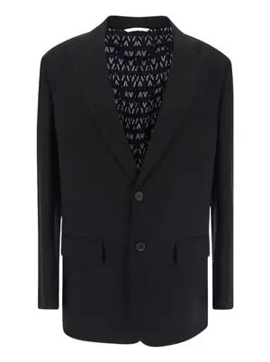 Valentino Garavani Single Breasted Long-sleeved Blazer - Black