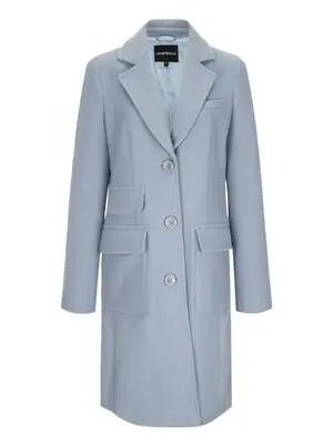 Emporio Armani Single-breasted Lapel Coat - Blue