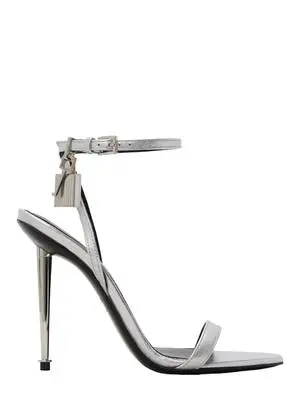 TOM FORD Tom Ford Pointed-Toe High-Heeled Sandals With Ankle Strap And Logo Pendant Gray
