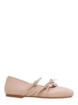 JIMMY CHOO Square Toe Rhinestone Embellished Ballet Flats - Macaron/macaron