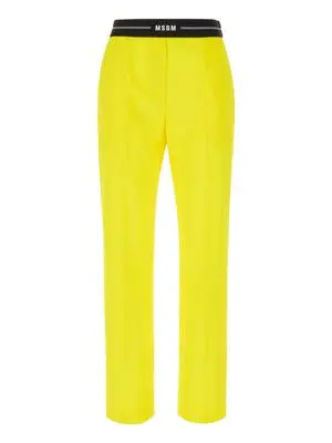 MSGM Logo Waistband Tapered Trousers - Yellow